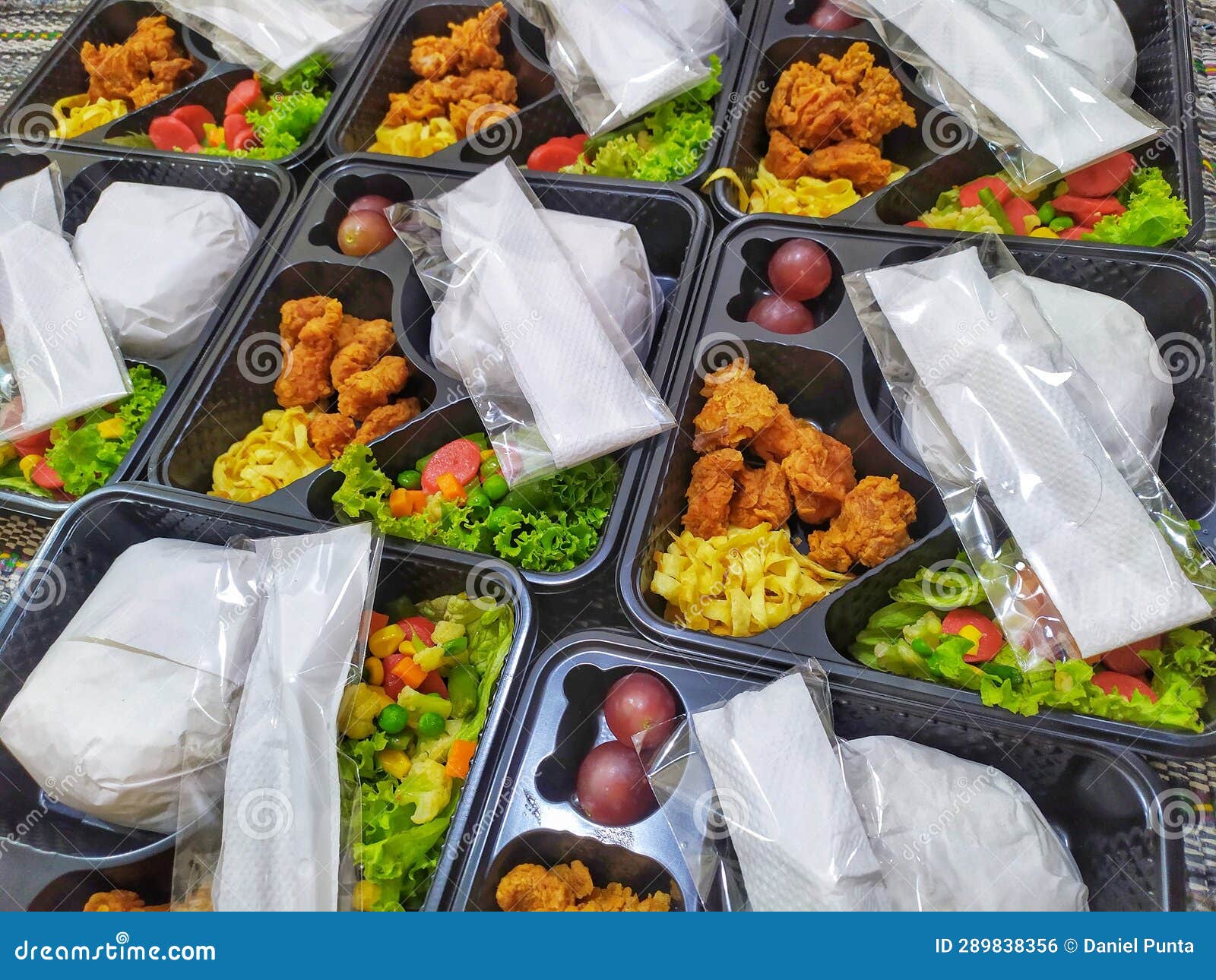 Plastic Containers with Different Kinds of Food for Lunch or Dinner ...