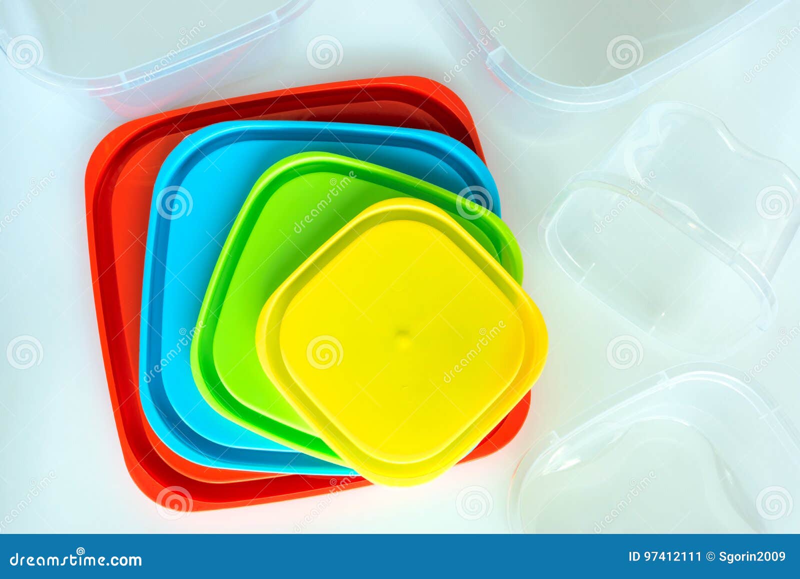 Plastic Containers of Different Sizes and Colors Stock Illustration ...