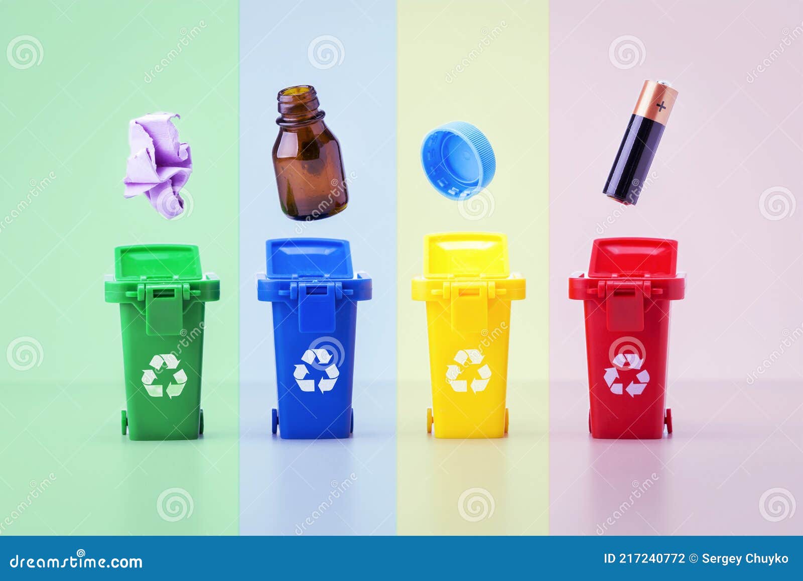 Plastic Containers for Garbage of Different Types. Stock Photo - Image ...
