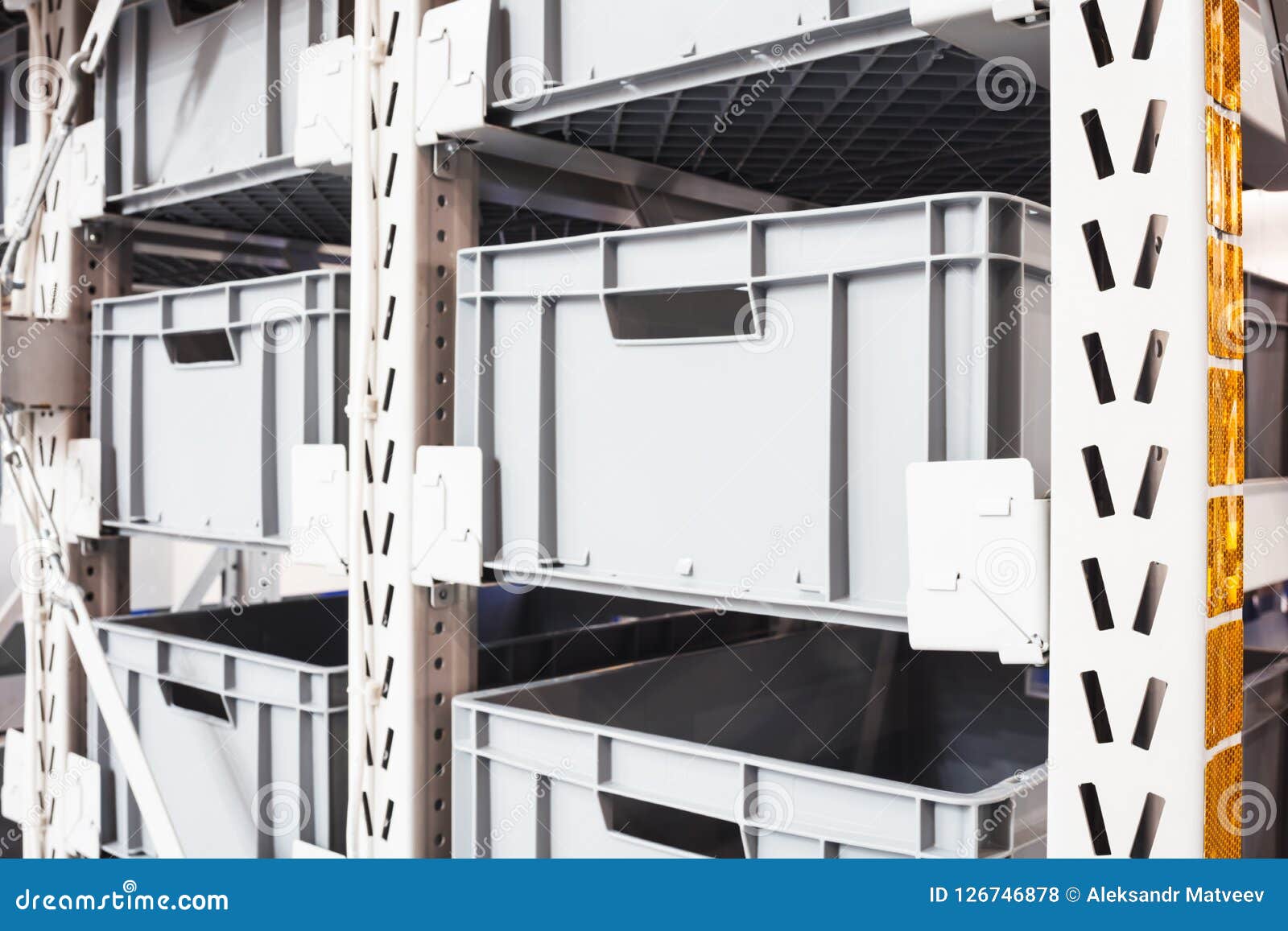 Plastic Containers on the Modern Warehouse for Piece Small Storage of ...