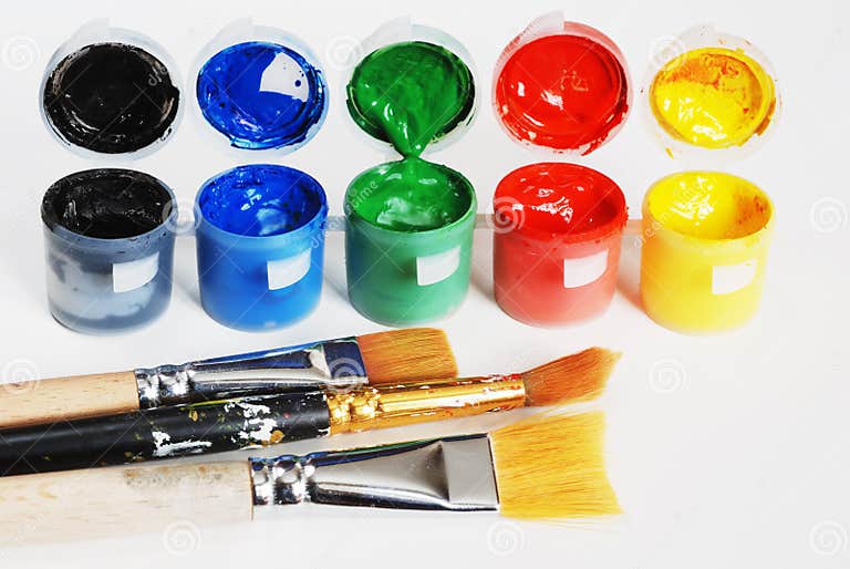 Plastic Containers with Paint Stock Photo - Image of white, background ...