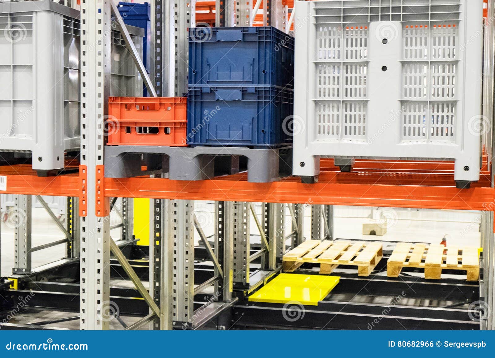 Plastic Containers on the Shelves Stock Photo - Image of store, iron ...