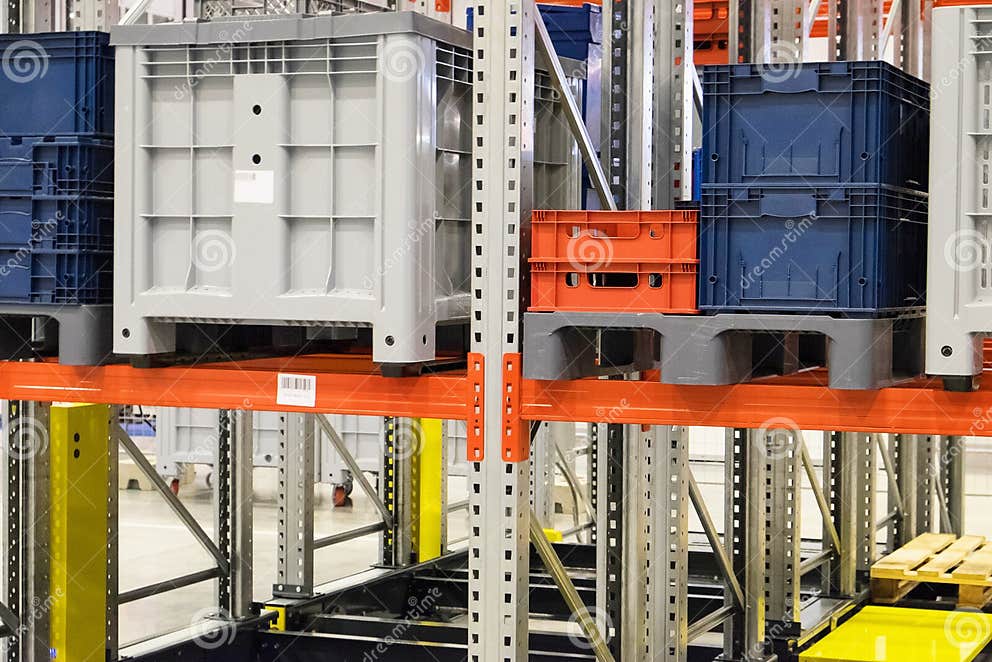 Plastic Containers on the Shelves Stock Image - Image of storage ...