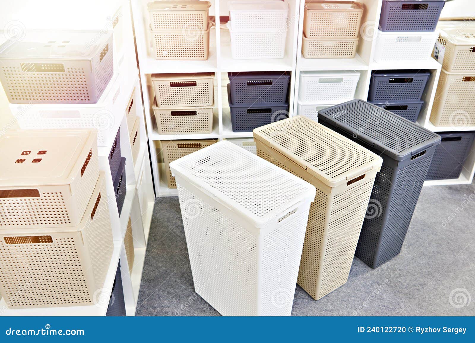 Plastic Household Containers in Store Stock Photo - Image of store ...