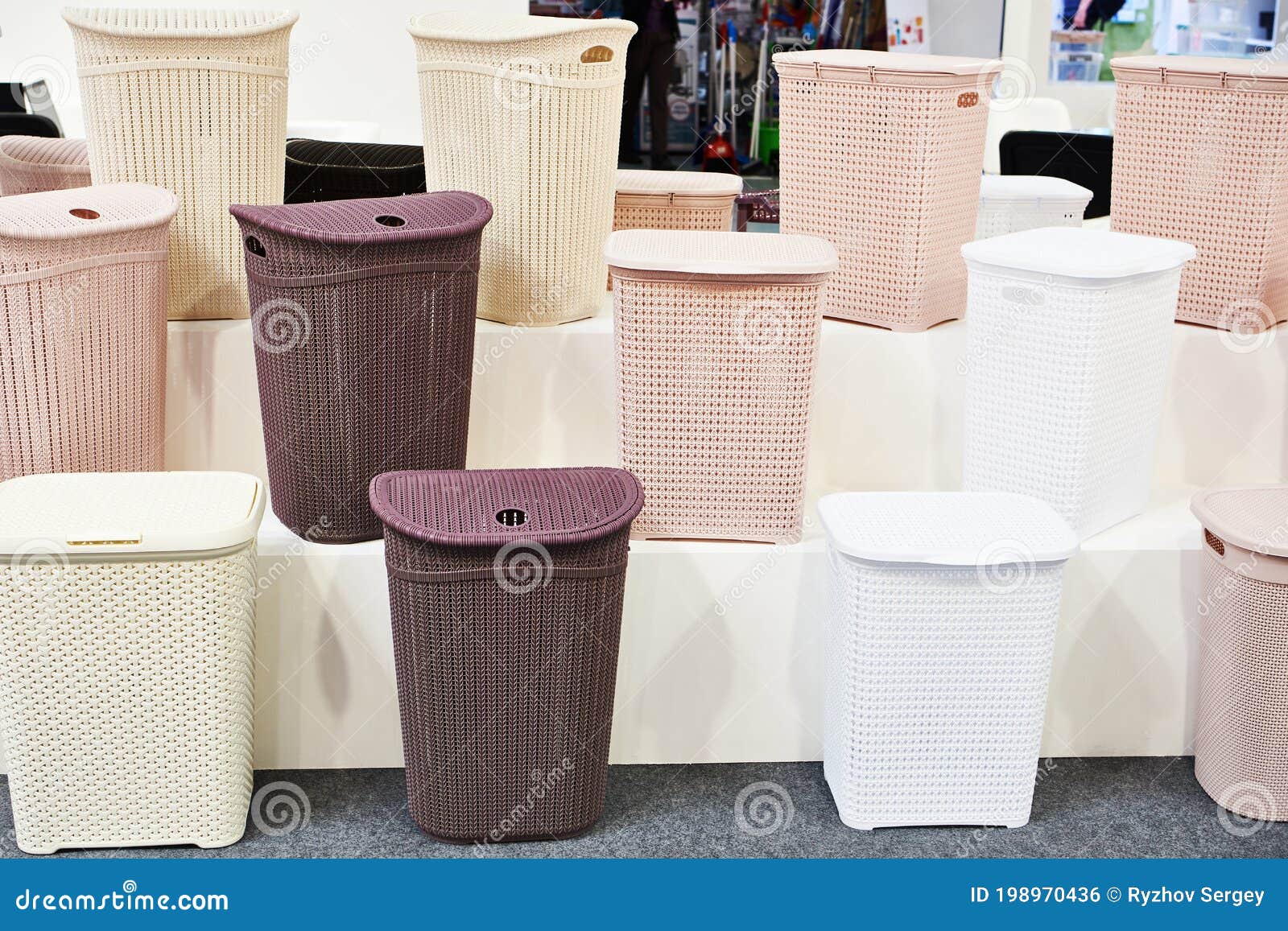 Plastic Household Containers in Store Stock Photo - Image of green ...