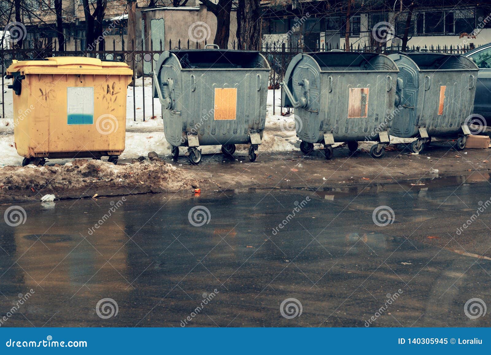 Plastic Containers on Street for Collecting Garbage Stock Image - Image ...