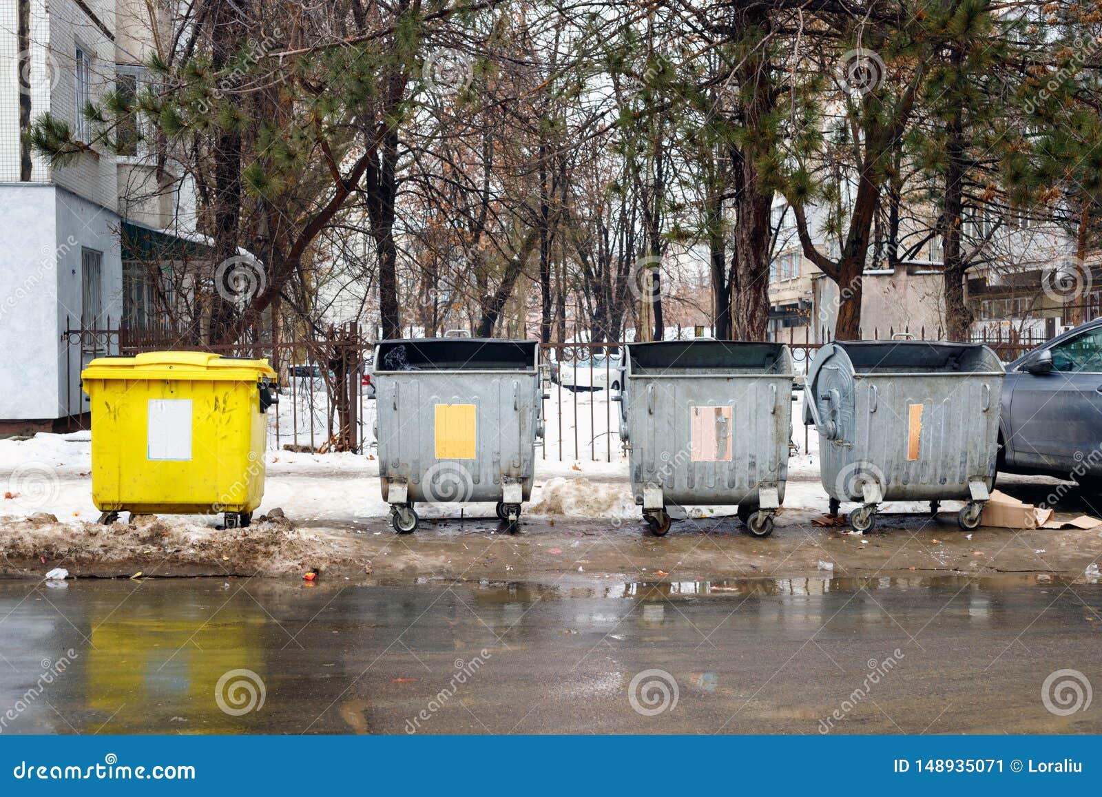 Plastic Containers on Street for Collecting Garbage Stock Image - Image ...