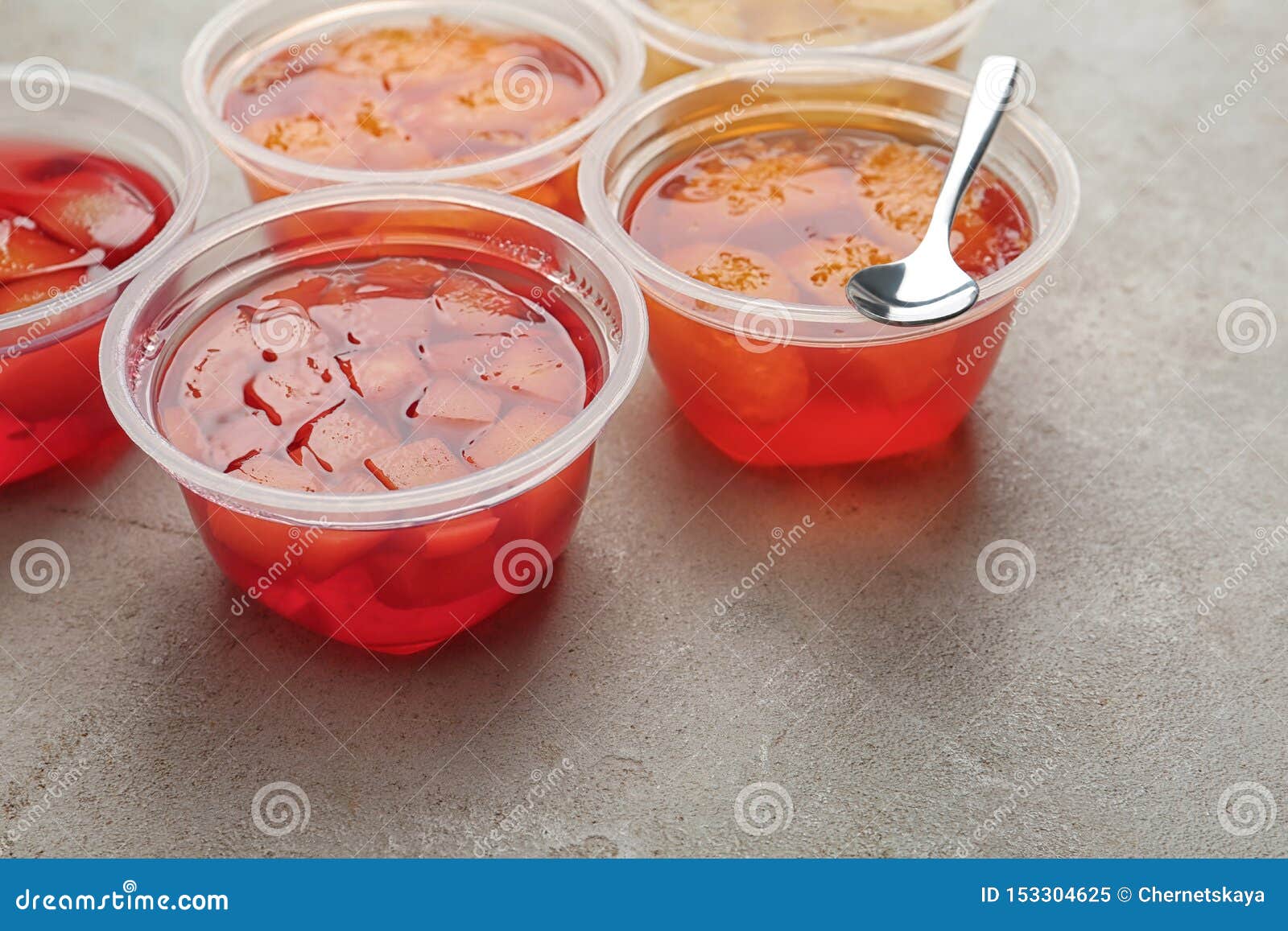 Plastic Containers with Tasty Jelly Desserts Stock Image - Image of ...