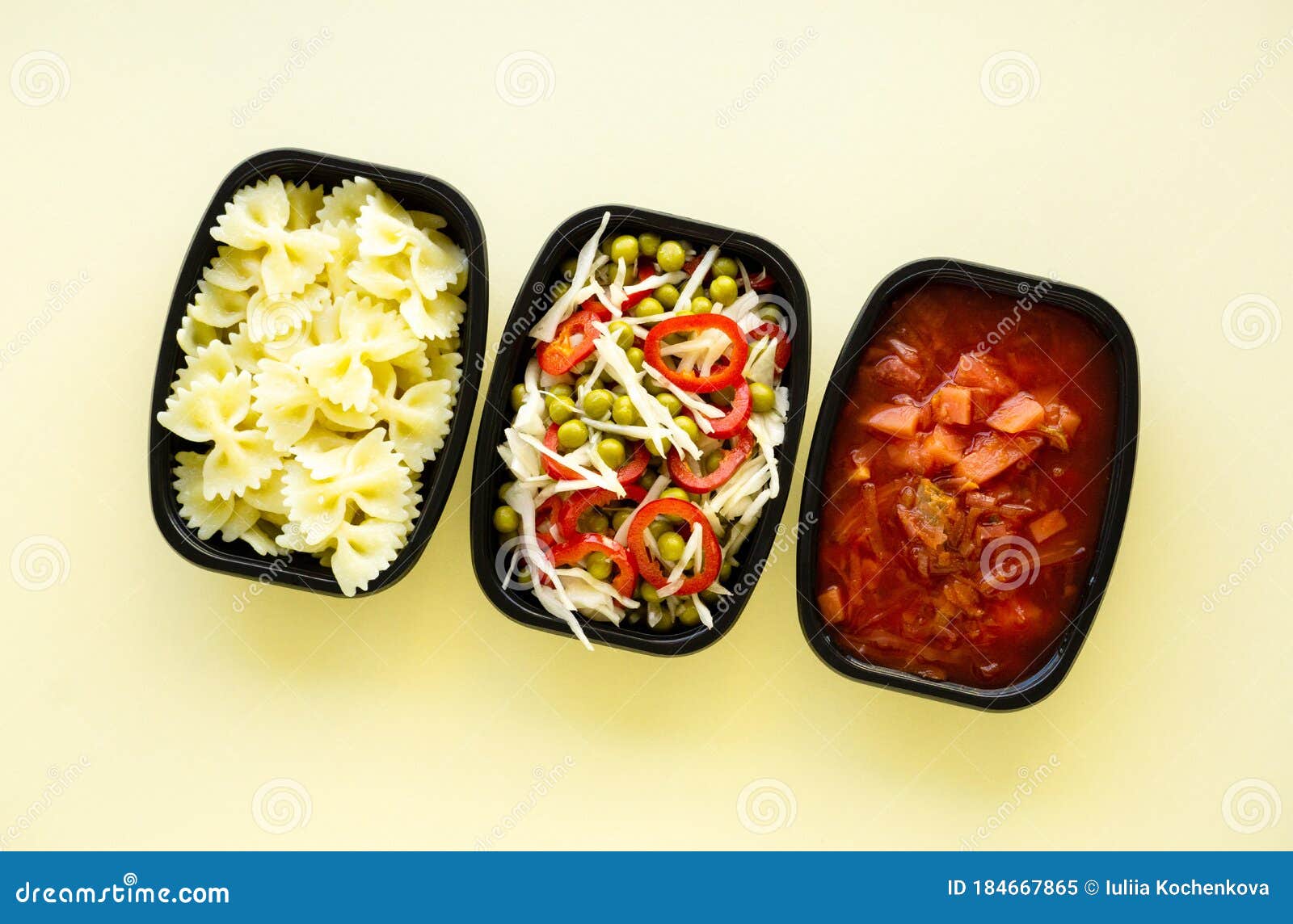Various Prepared Foods Are On The Trays. Stock Photo | CartoonDealer ...
