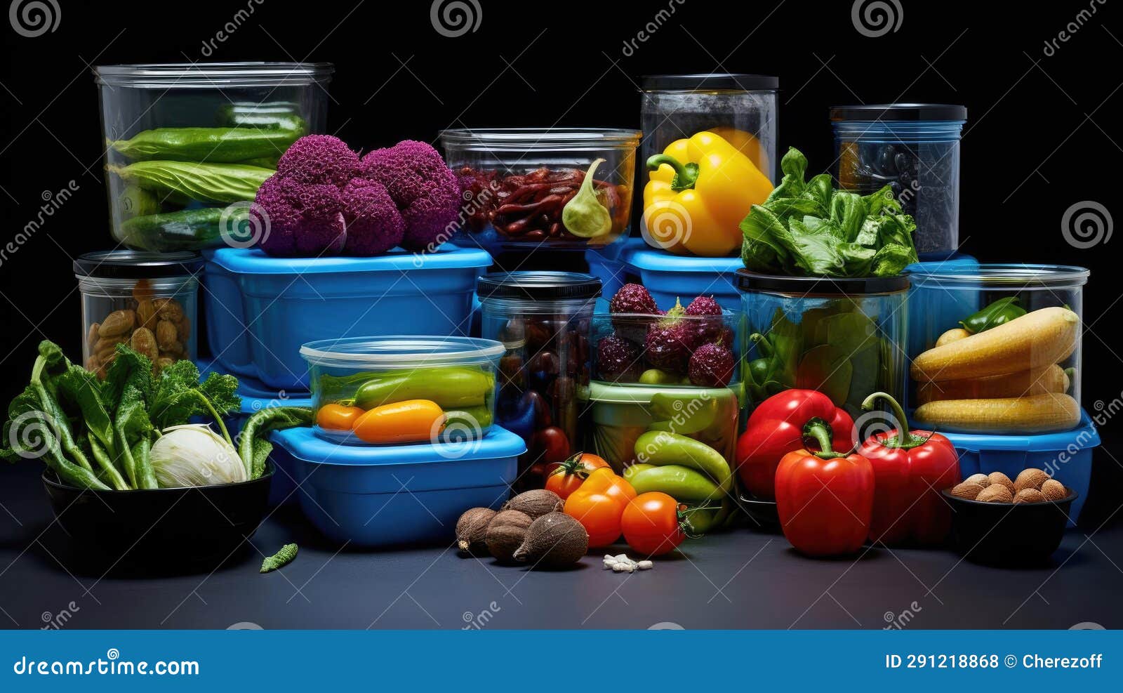 Plastic Containers with Vegetables Stock Photo - Image of white ...
