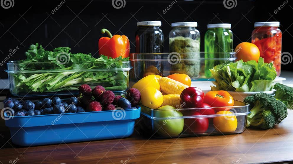 Plastic Containers with Vegetables Stock Image - Image of healthy ...