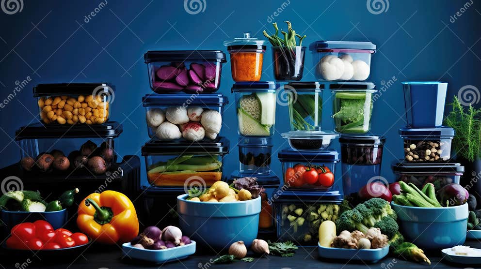 Plastic Containers with Vegetables Stock Photo - Image of delicious ...
