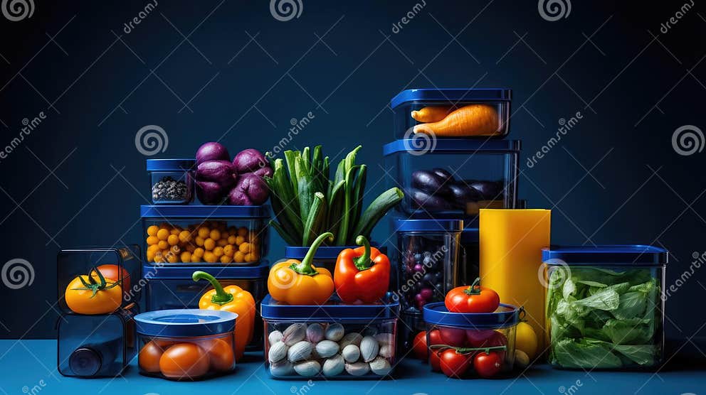 Plastic Containers with Vegetables Stock Photo - Image of green, botany ...