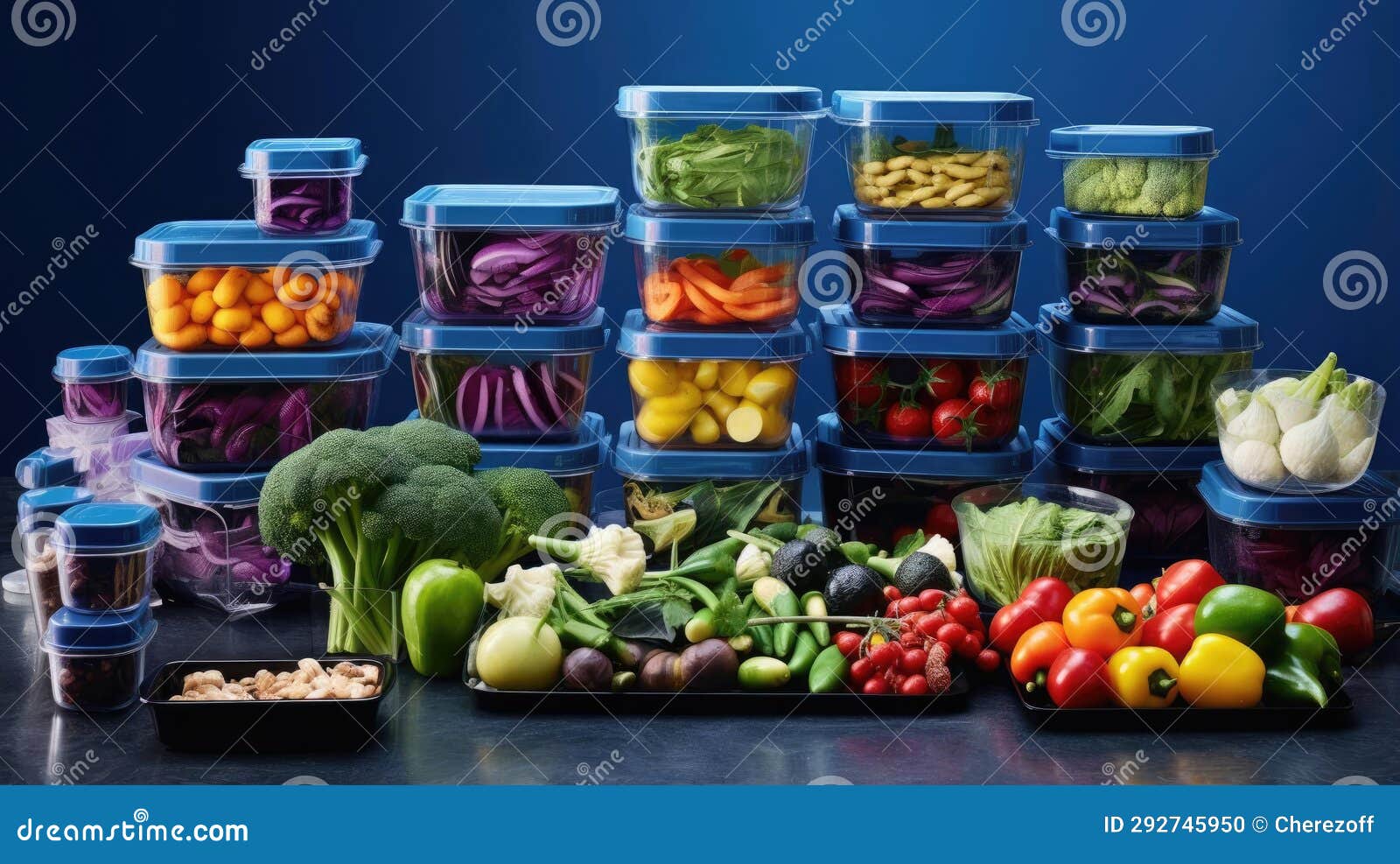 Plastic Containers with Vegetables Stock Photo - Image of fridge ...