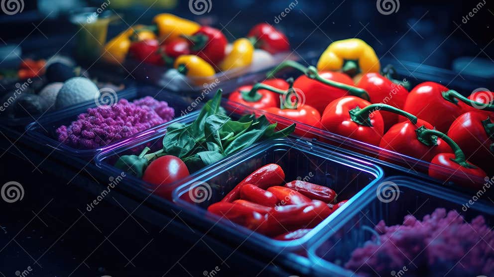 Plastic Containers with Vegetables Stock Photo - Image of crop, frozen ...