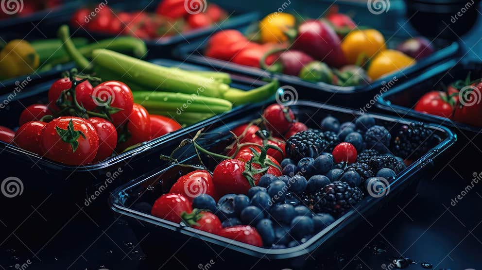 Plastic Containers with Vegetables Stock Image - Image of frozen ...