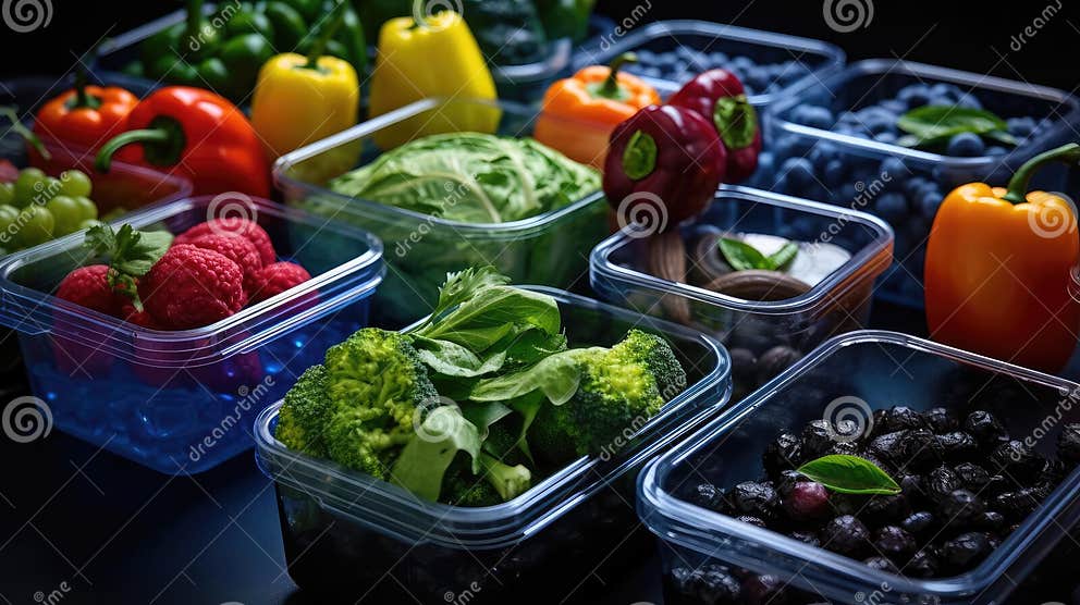 Plastic Containers with Vegetables Stock Photo - Image of fertile ...