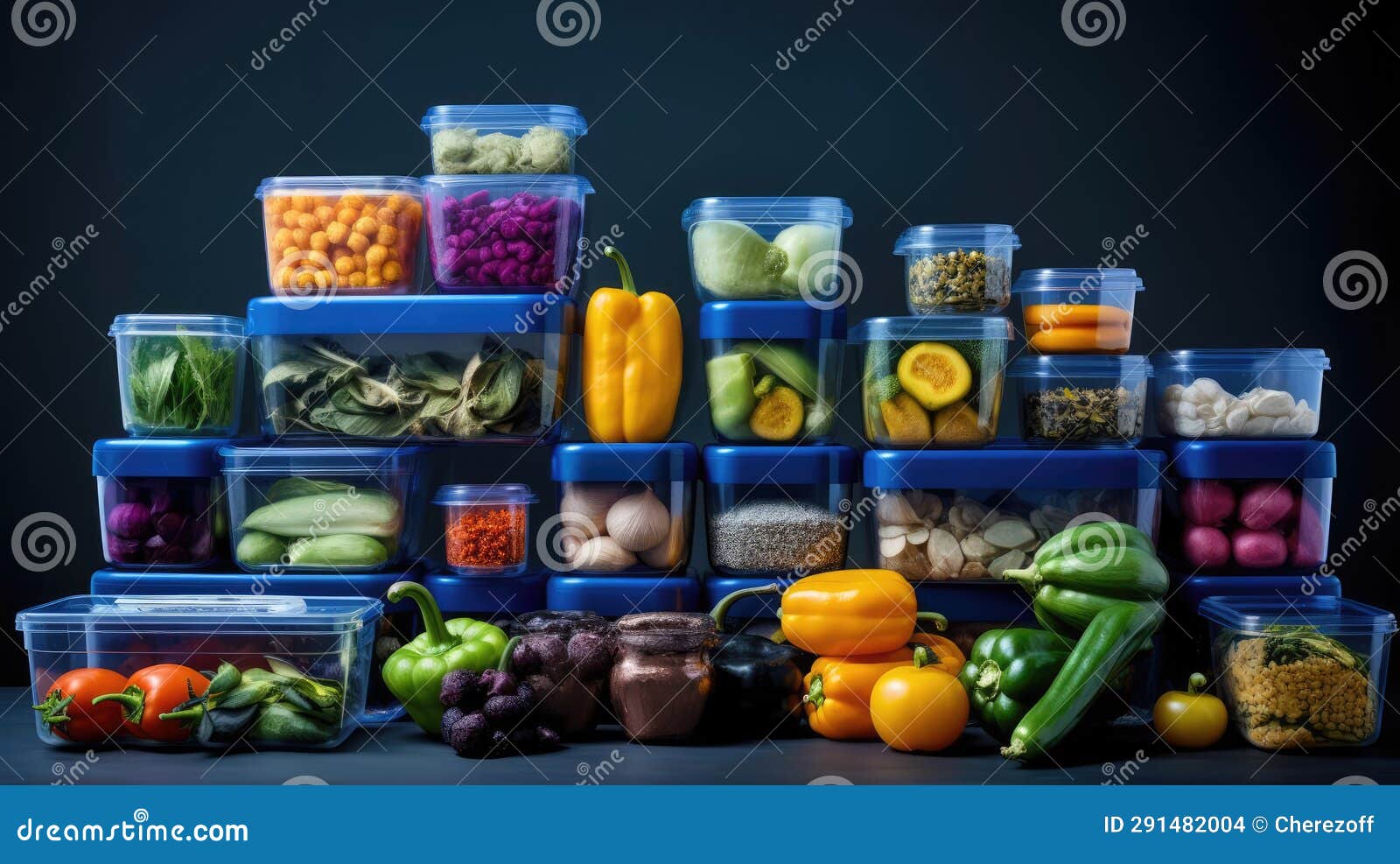 Plastic Containers with Vegetables Stock Photo - Image of manual ...