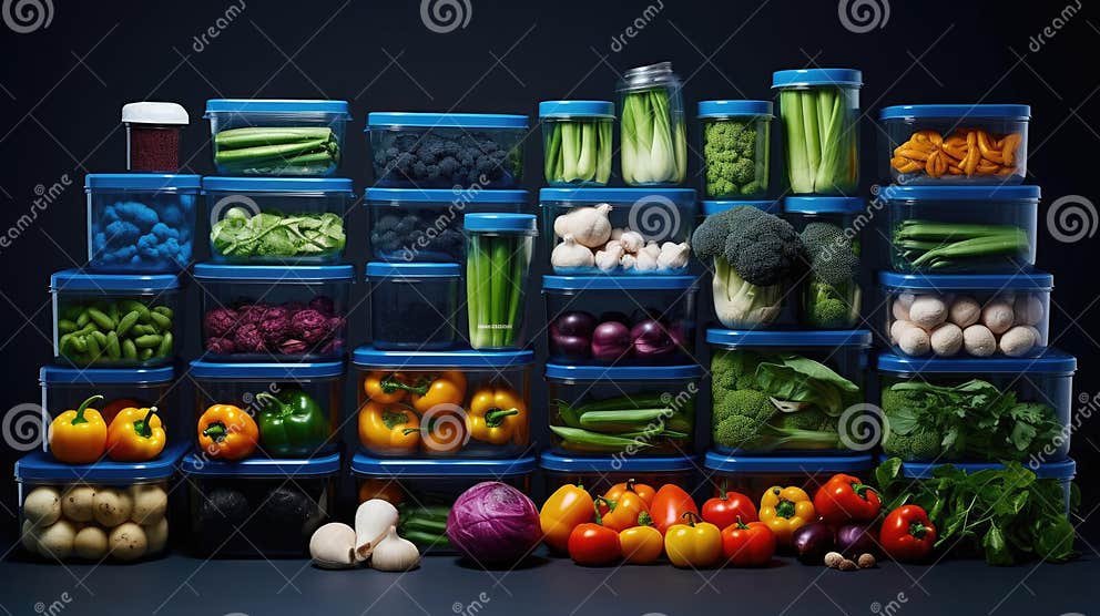Plastic Containers with Vegetables Stock Photo - Image of healthy ...