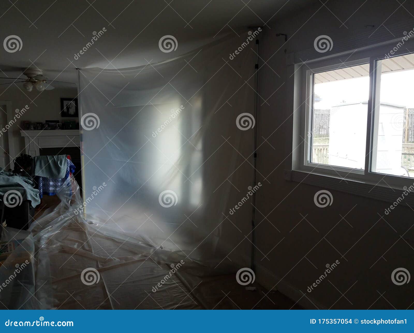 Plastic or Containment Area in Home or House with Windows Stock Photo ...