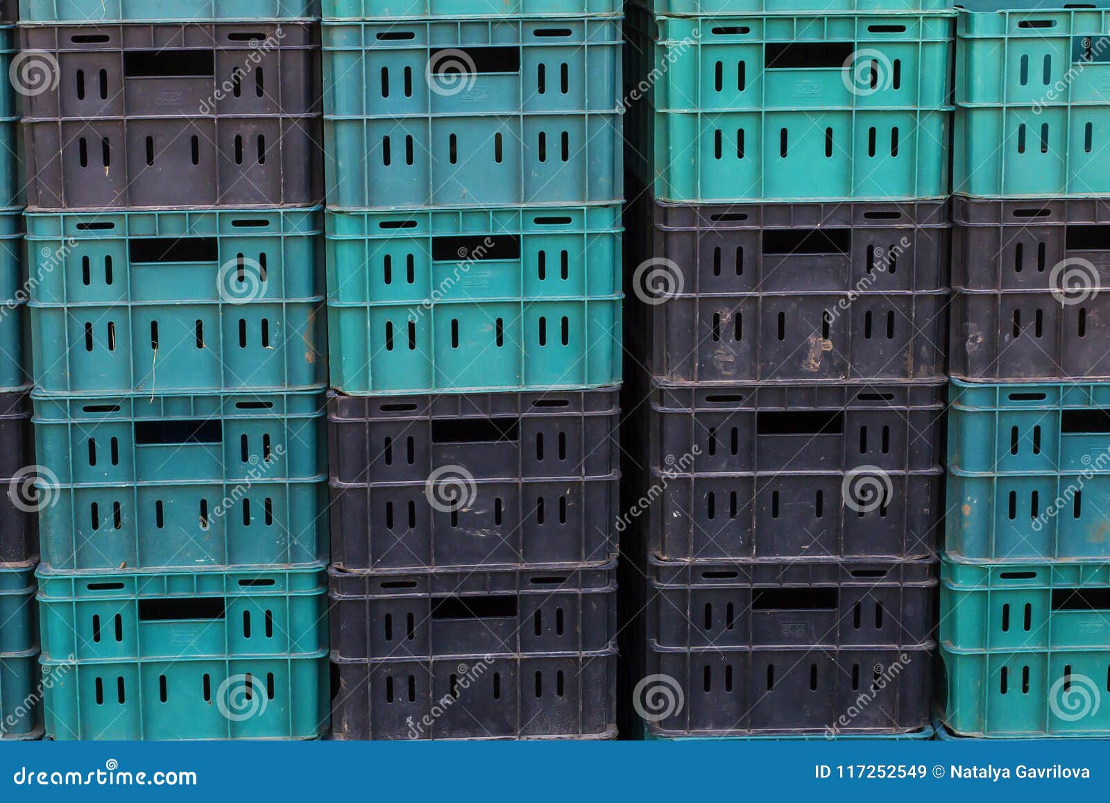Plastic Crates Black and Green, for Cargo Stock Image - Image of ...