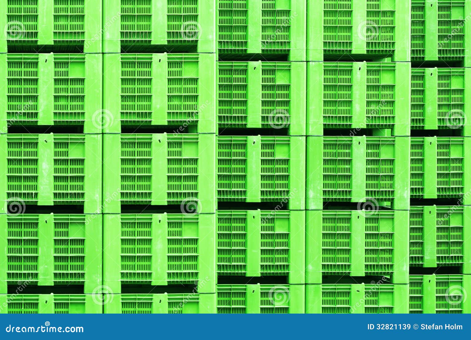 Plastic Crates In Green Color, Stacked Royalty-Free Stock Photography ...