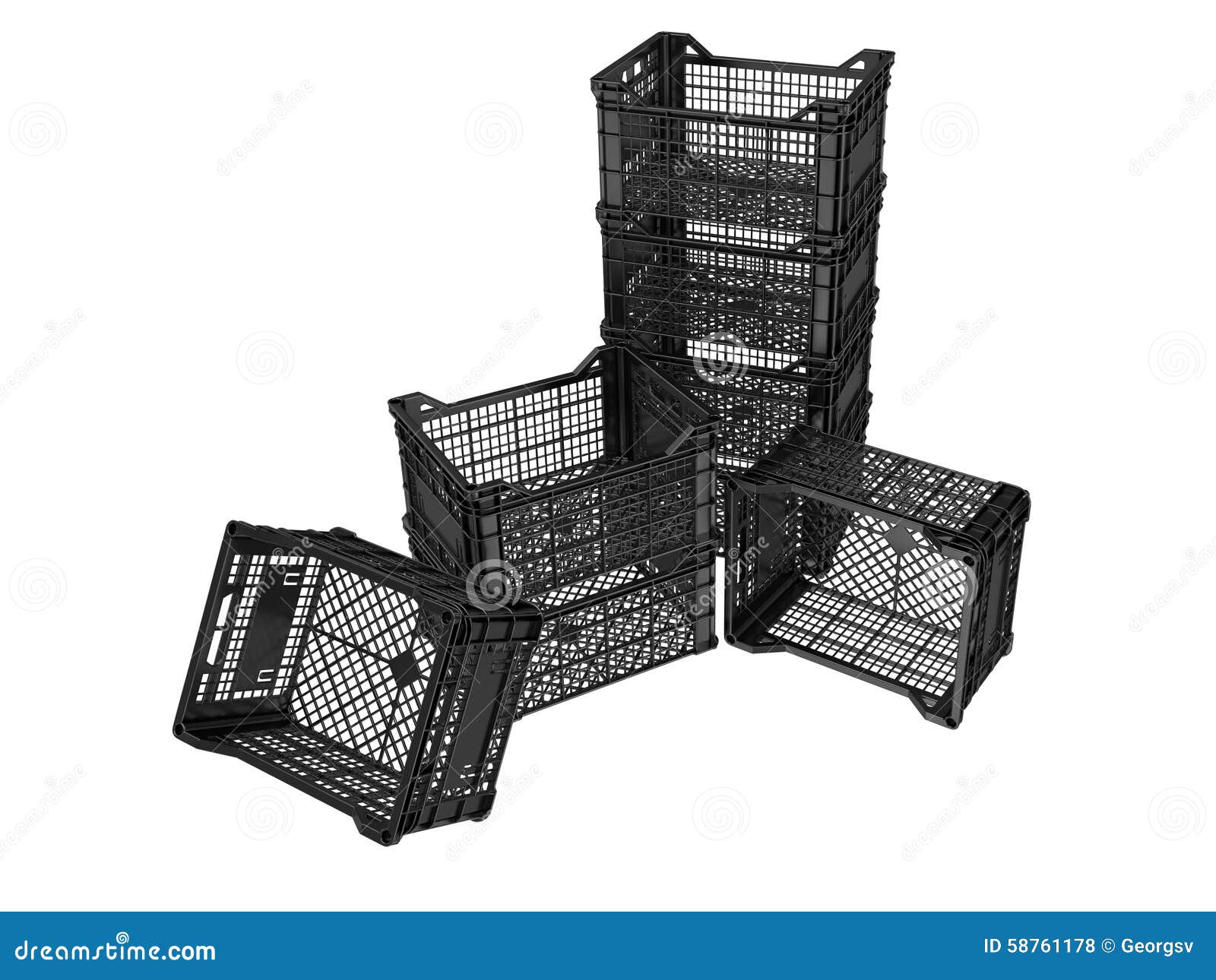 Plastic crates stock illustration. Illustration of colorful - 58761178