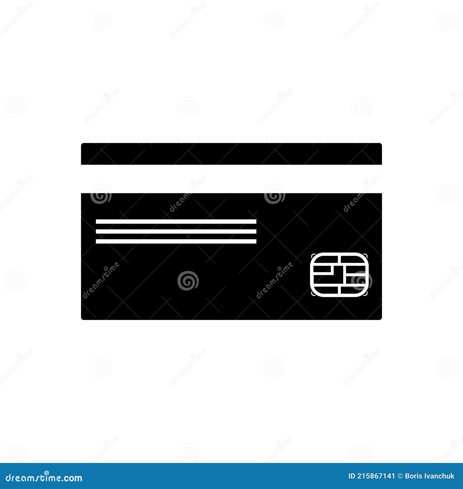 Plastic Credit Card in Silhouette Style on White Background. Vector ...