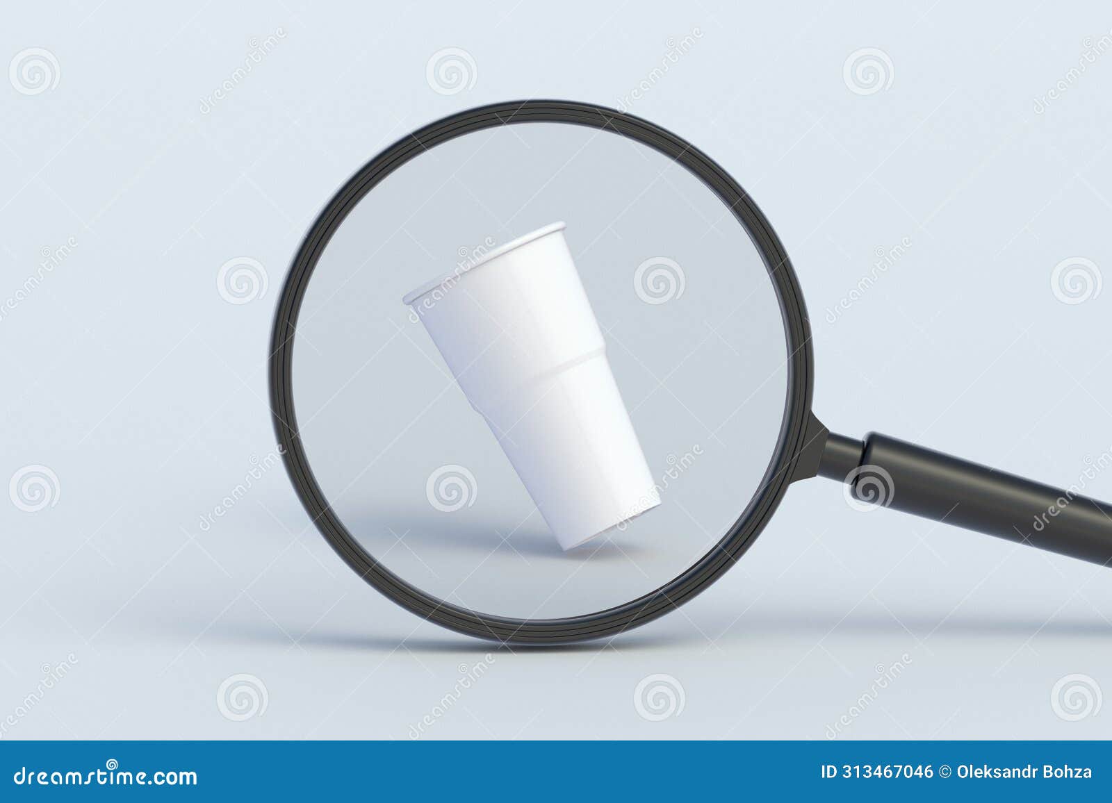 Plastic Cup Behind Magnifying Glass. Stock Illustration - Illustration ...