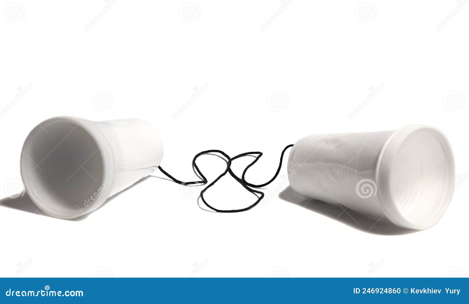 Plastic Cup Phone Isolated on White Background, Communication Concept ...