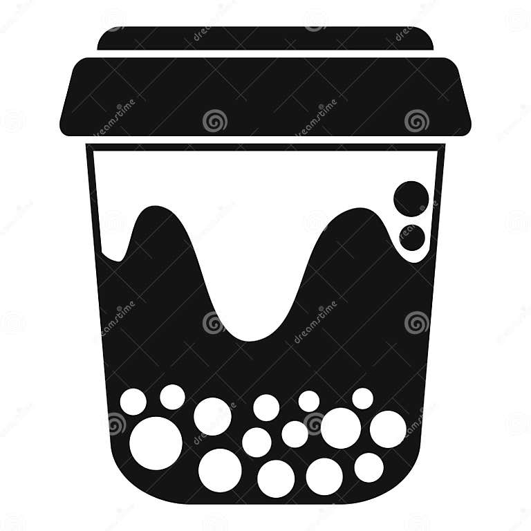 Plastic Cup Showing Bubble Tea with Tapioca Pearls Icon Stock Vector ...