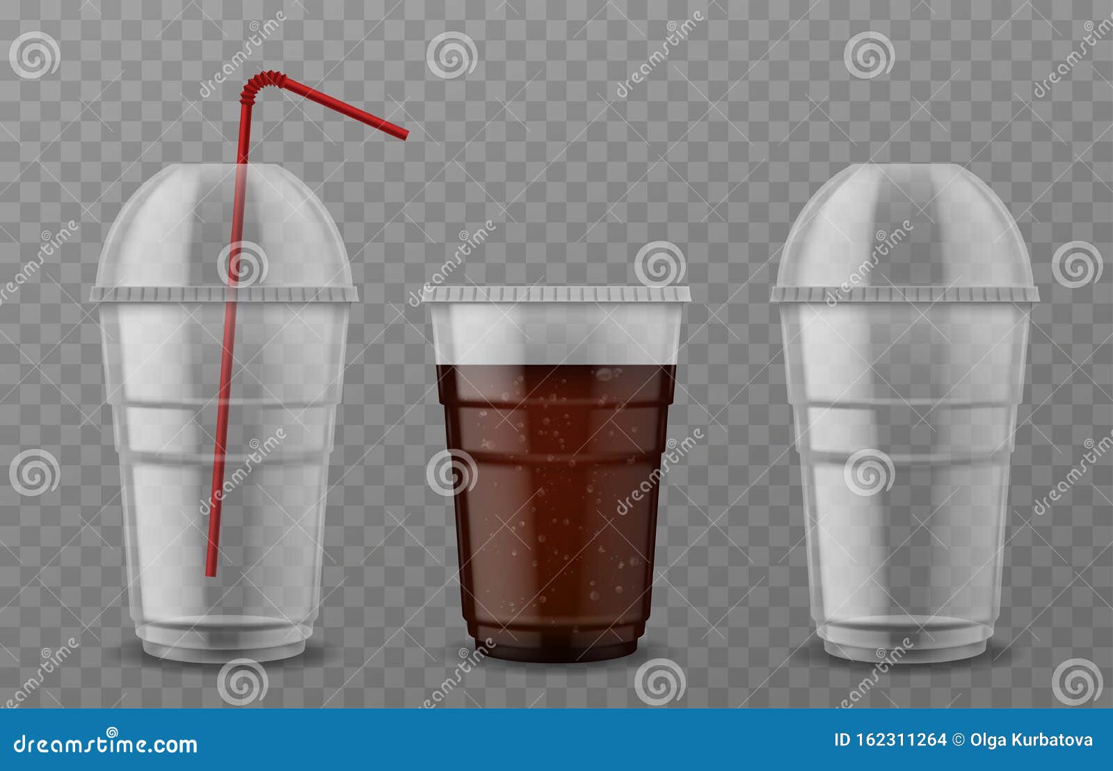 Plastic Cup With Sphere Dome Cap. Empty Transparent Disposable Cups ...
