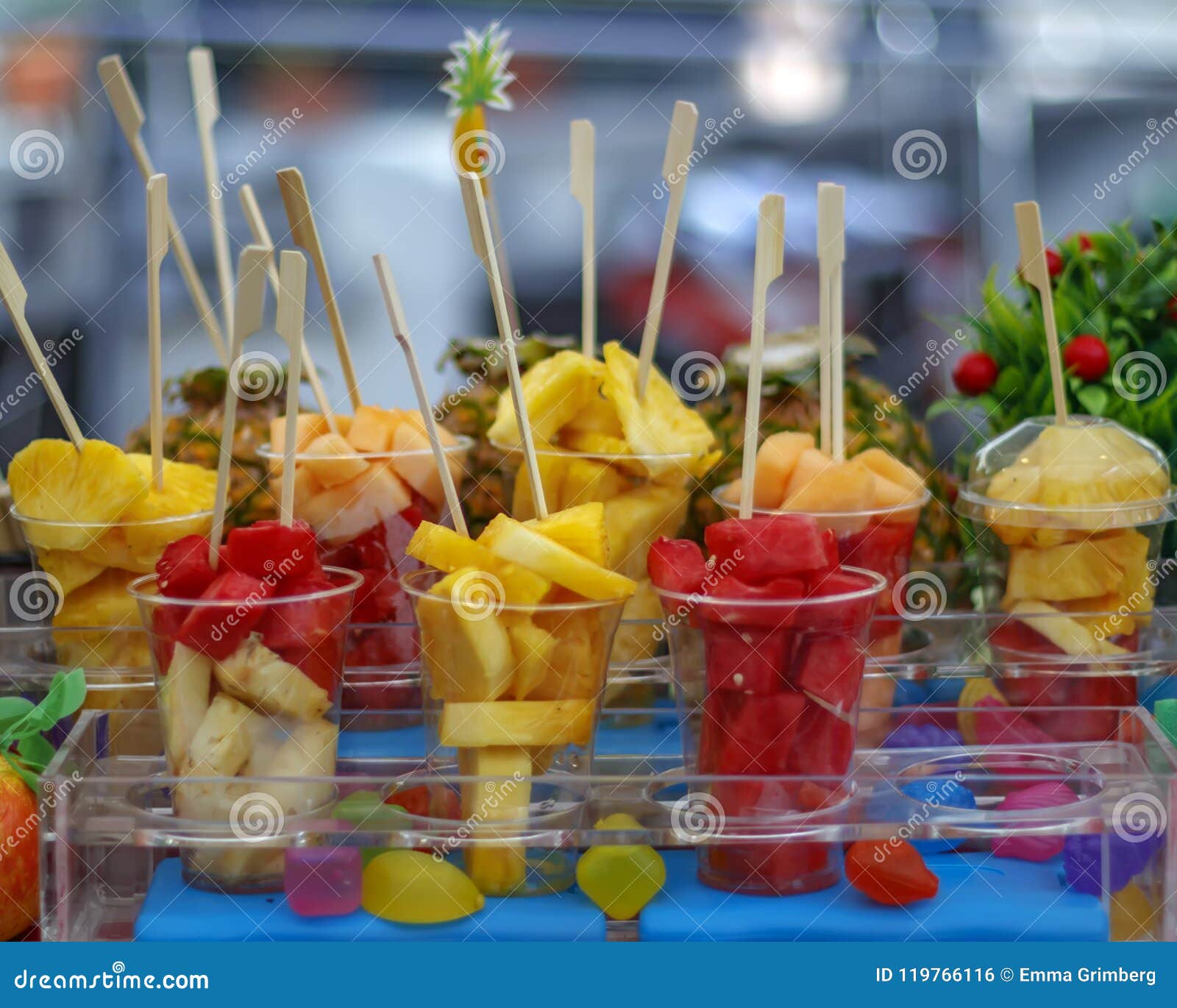 Plastic Cups with Fresh Fruit Dessert Stock Photo - Image of fruit ...