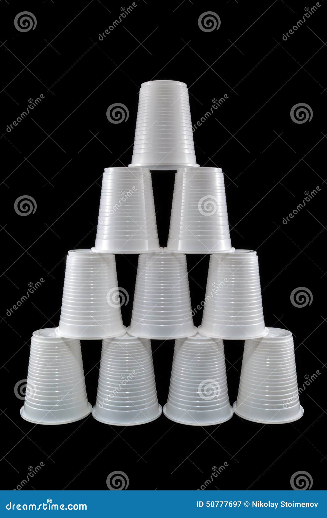 Plastic cups pyramid stock image. Image of isolated, concepts - 50777697