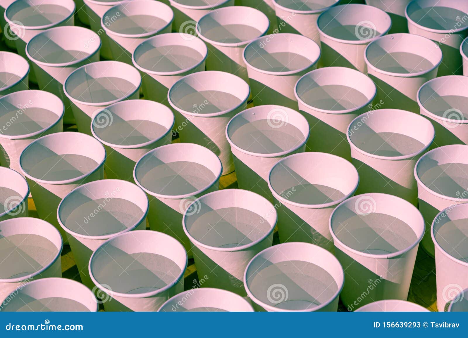 Plastic Cups with Water in Bright Light - Texture Pattern. Stock Image ...