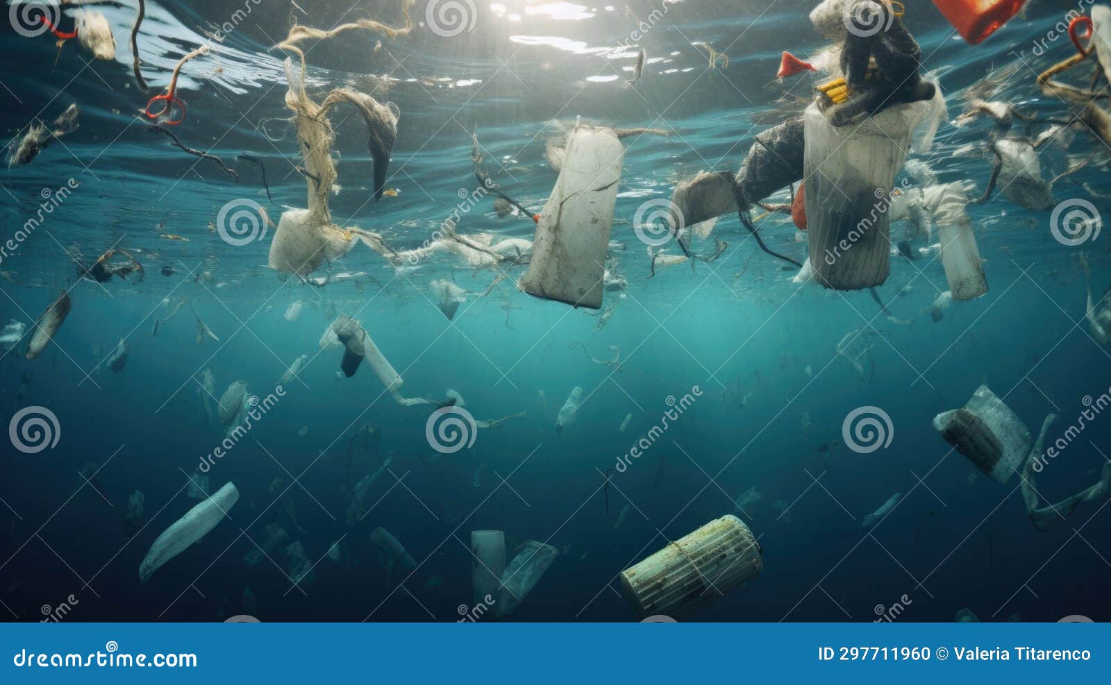 Plastic Debris Marring the Purity of a Tranquil Natural Setting. Stock ...