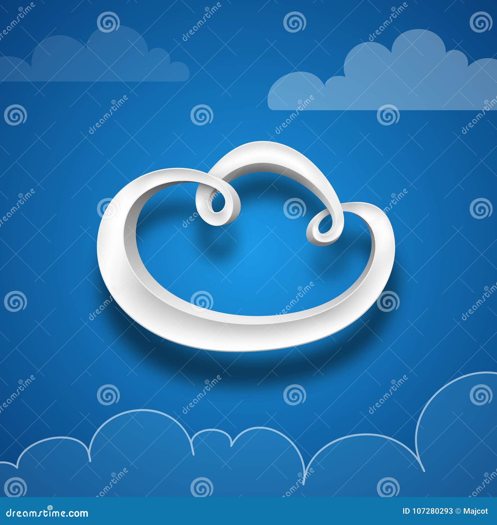 Plastic Digital Cloud. Illustration on Blue Background Stock Vector ...