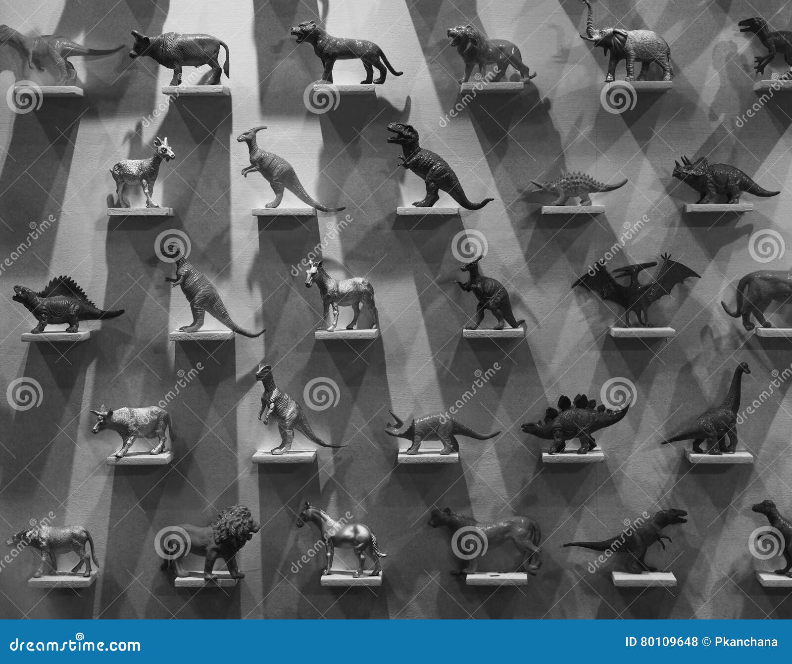 Plastic Dinosaur Toys on Display Shelves Stock Photo - Image of ...