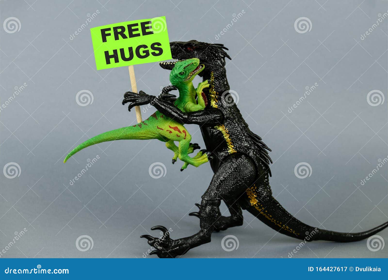 Dinosaurs Hugging Each Other On A Pink Background Royalty-Free Stock ...