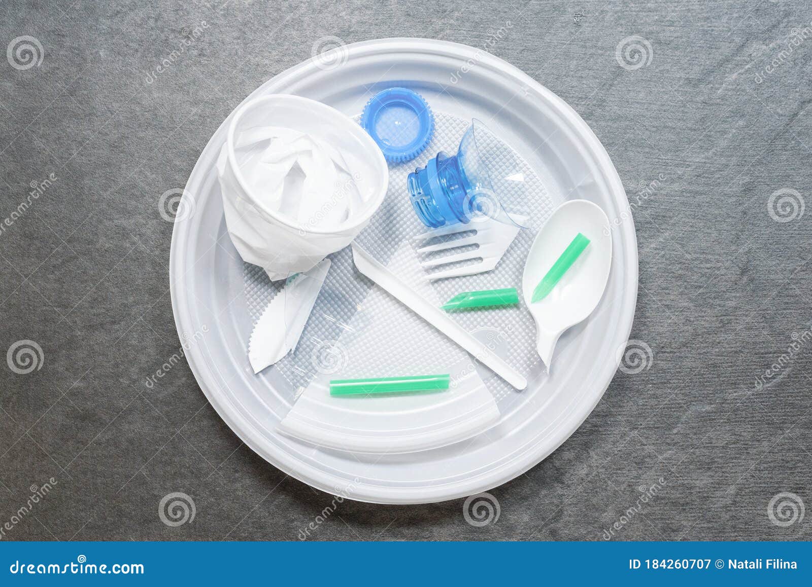 Plastic dishes stock image. Image of recycling, straw - 184260707