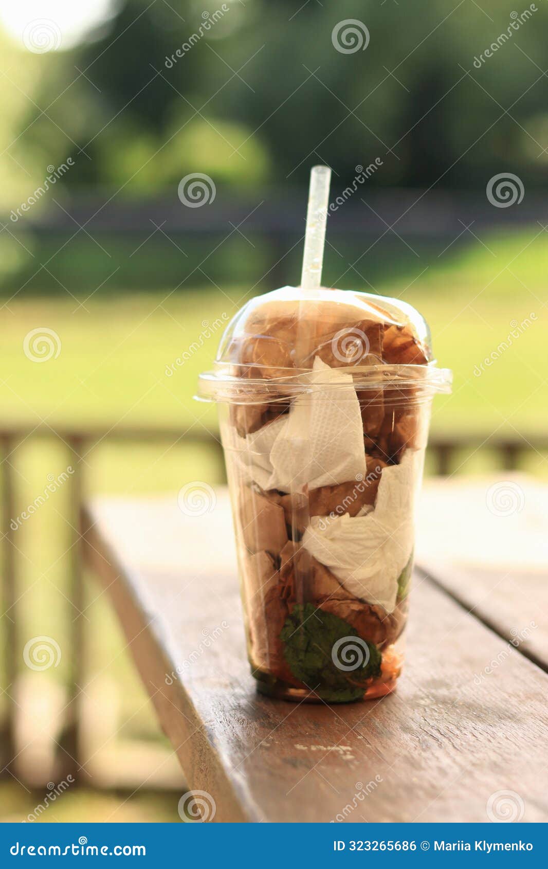 Plastic Disposable Cup with Trash Inside, Close-up Stock Photo - Image ...