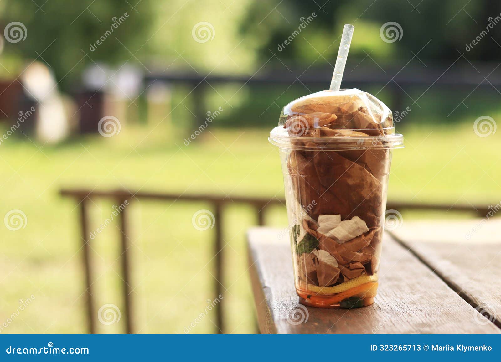 Plastic Disposable Cup with Trash Inside, Close-up Stock Image - Image ...