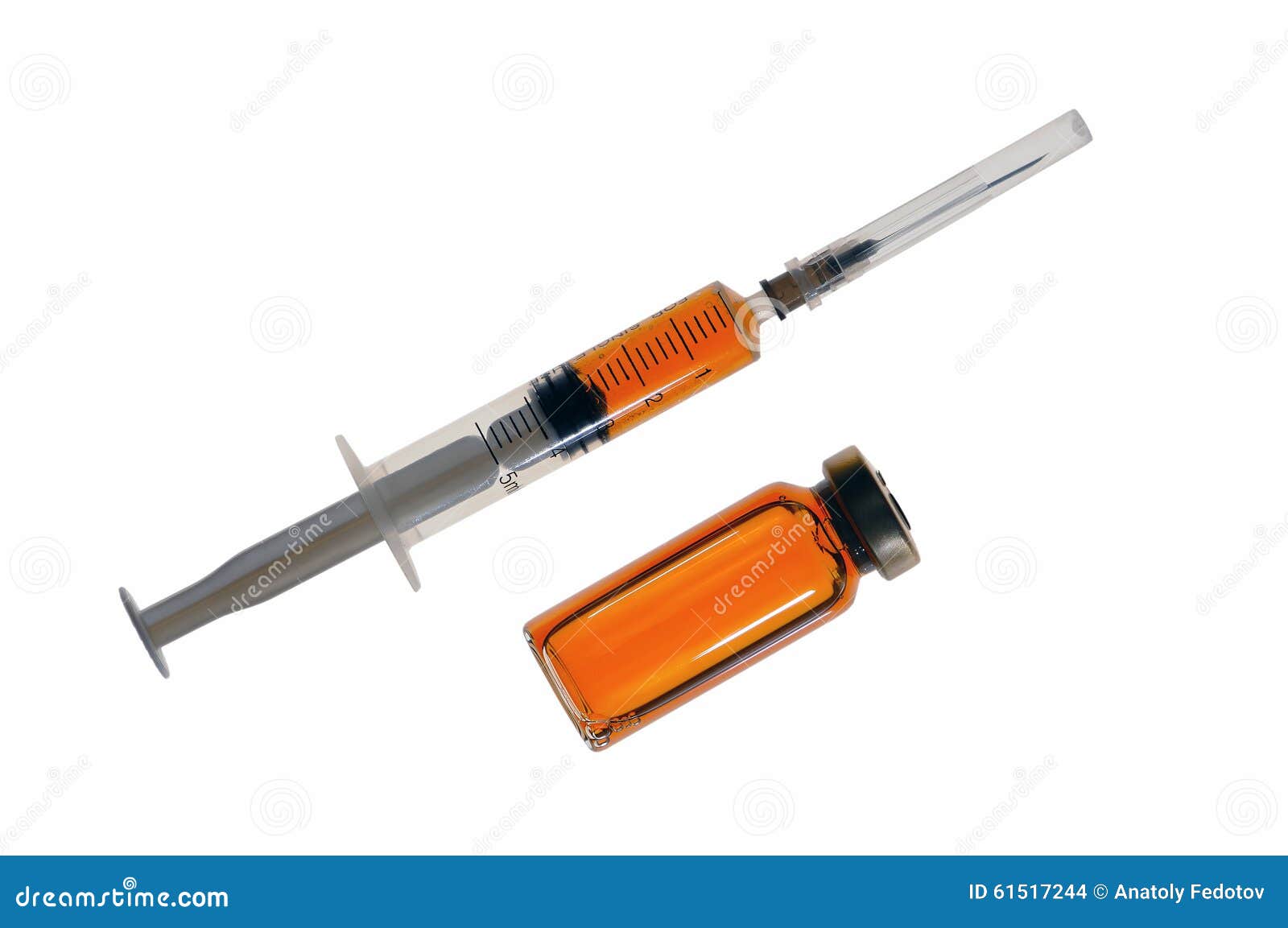 Plastic Disposable Syringe with Medicine and a Glass Bubble with Stock ...
