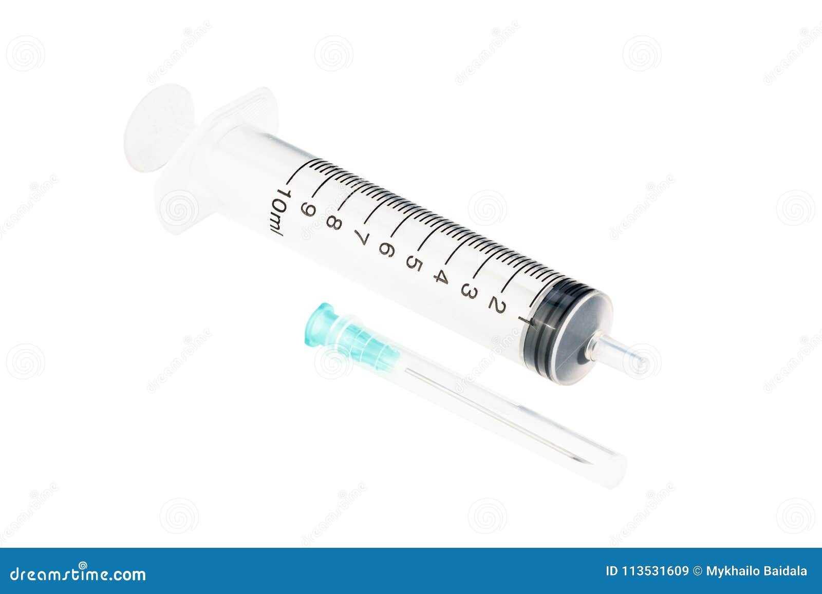 Syringe with Needle in Protective Cap. Isolated on White Background ...