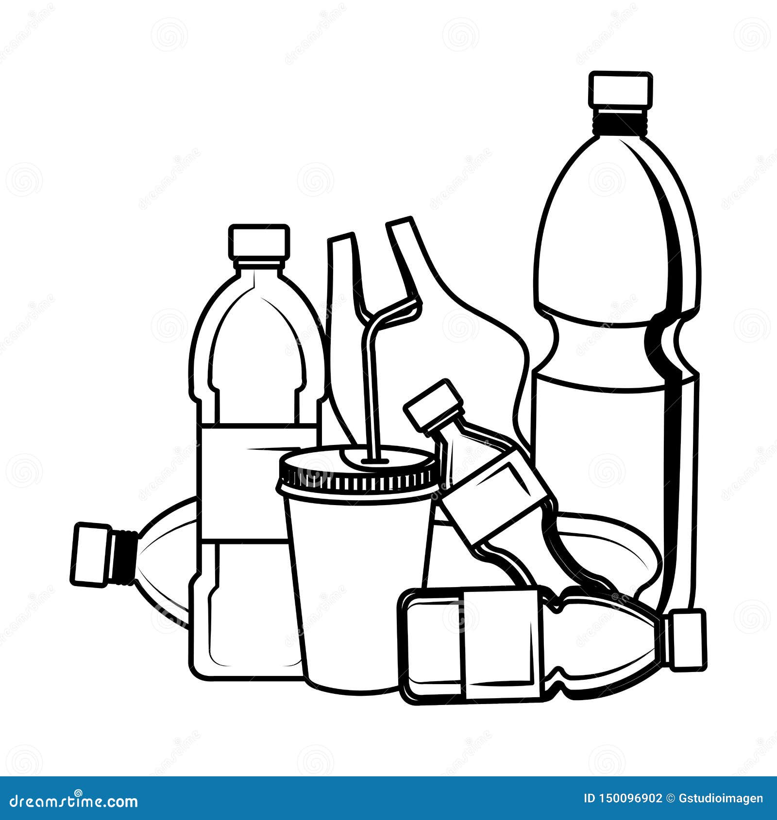 Plastic and Disposables Products Garbage Stock Illustration ...