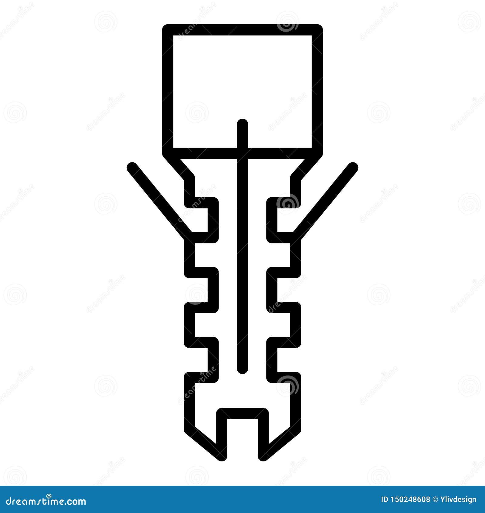 Screw And Dowel Icon. Repair And Build Gray Flat Symbols. Vector ...
