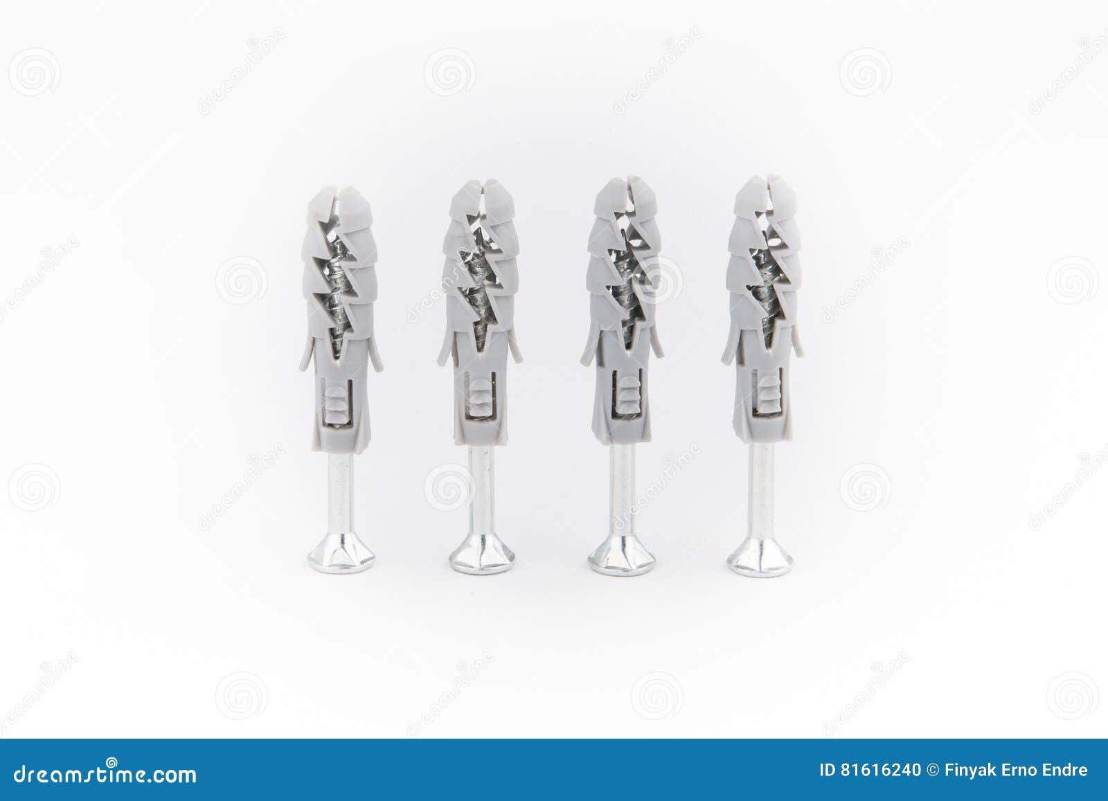 Plastic Dowel Or Wall Plugs Pin With Screws For Bricks Stock Photo ...