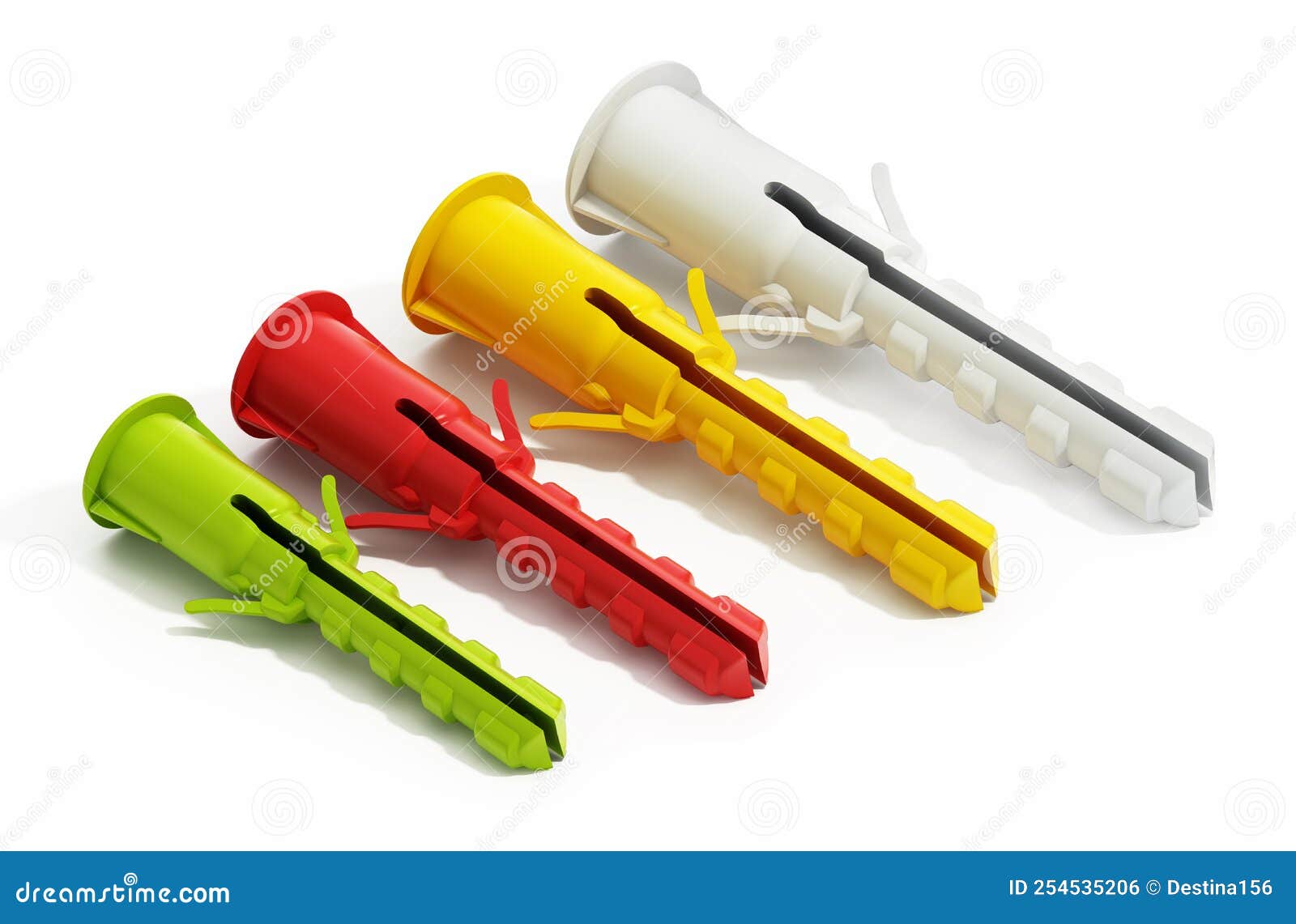 Plastic Dowels in Various Size and Colors. 3D Illustration Stock ...