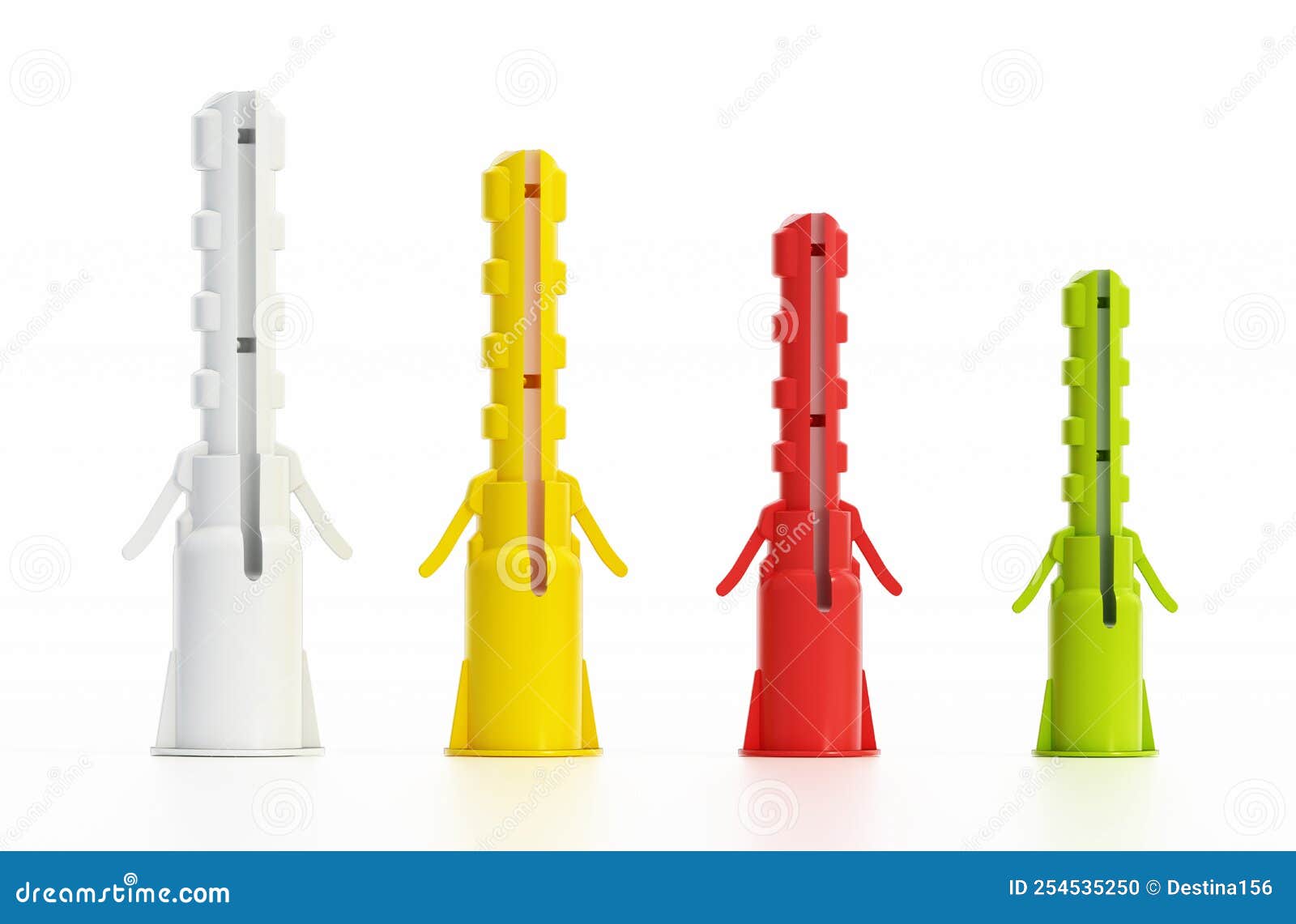 Plastic Dowels in Various Size and Colors. 3D Illustration Stock ...