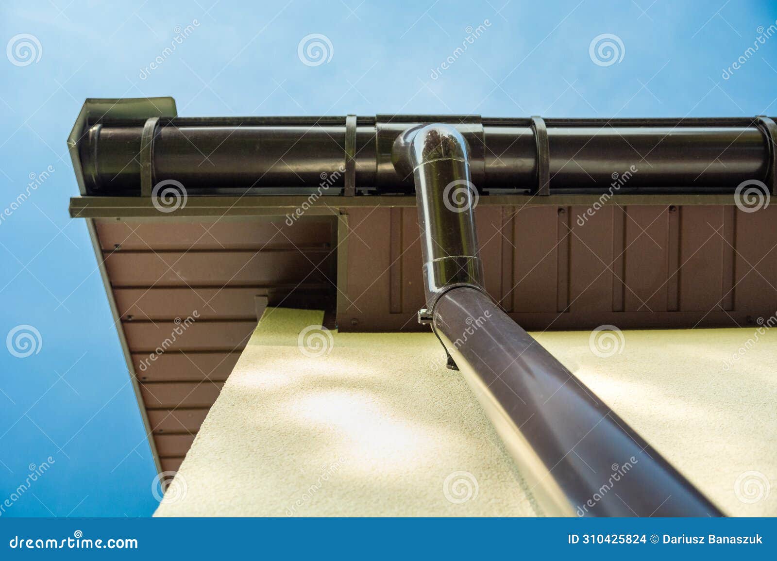 Downpipe from the Roof Gutter, View from Below Stock Photo - Image of ...